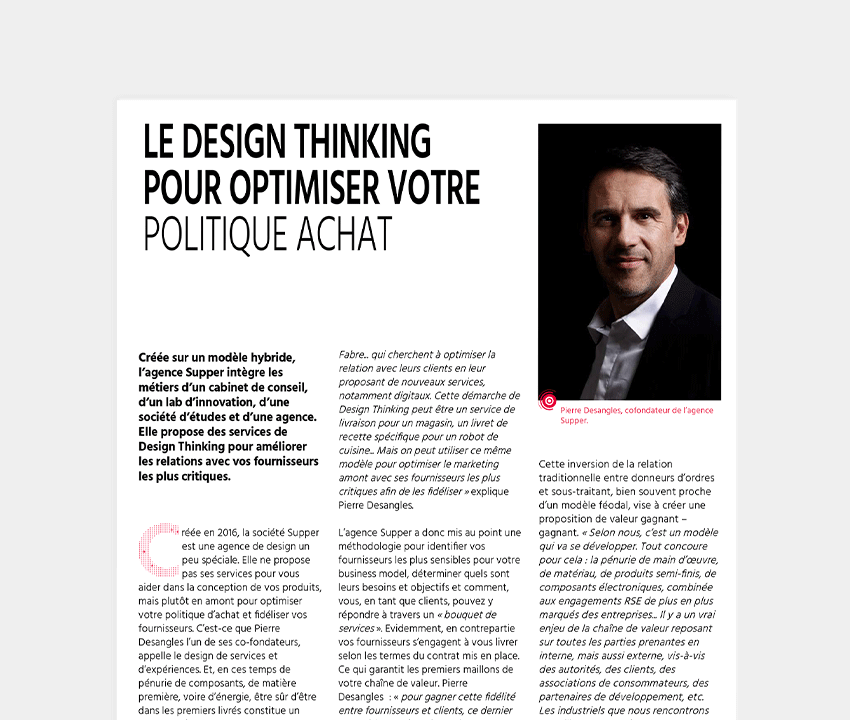 Le Design Thinking pour optimiser votre politique achat – Supper